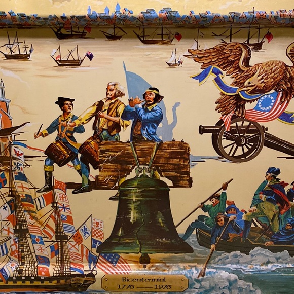 Dining | Bicentennial 17761976 Metal Patriotic Tray With Early American ...